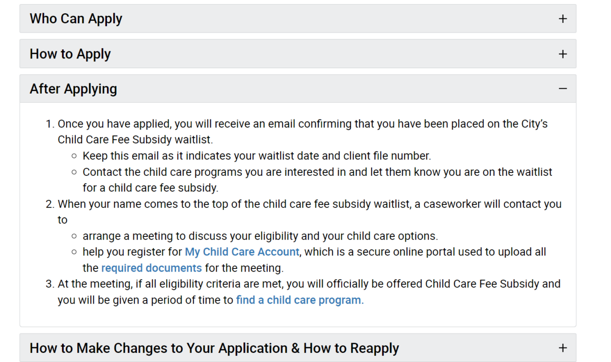 Applying for Child Care Fee Subsidy Online - Surrey Place